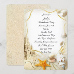 Beach Sand Castle Wedding Bachelorette Party Invitation | Zazzle