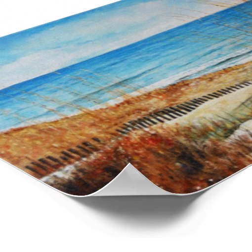 Beach Sand Dunes and Ocean Painting Glossy Poster | Zazzle