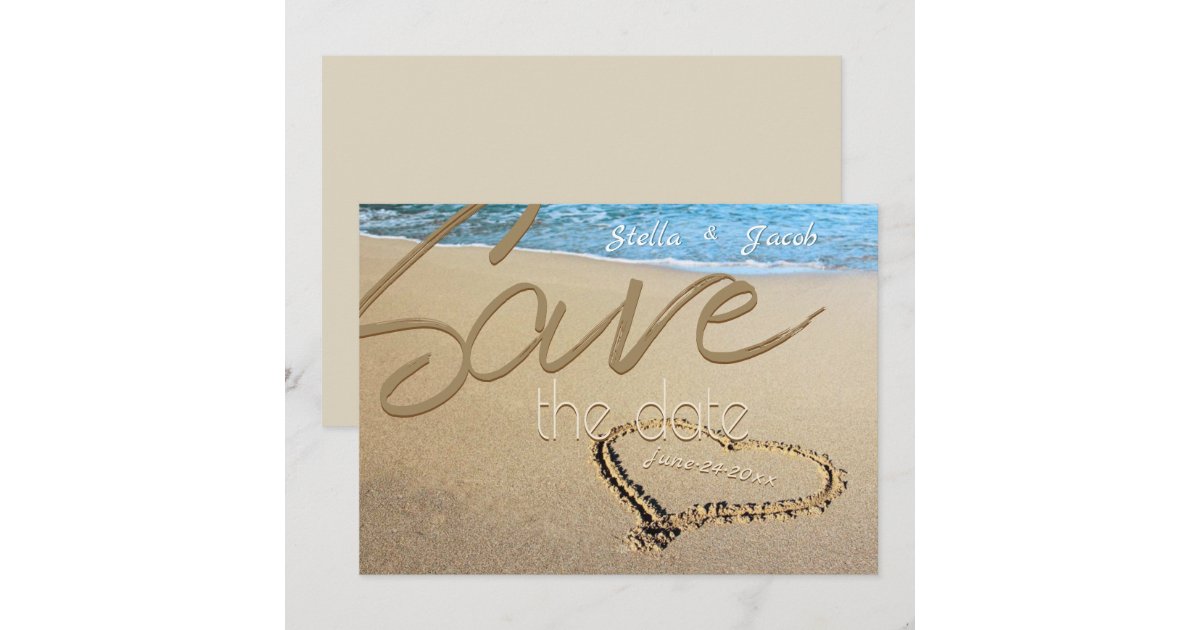 Beach Sand Heart Bold Save the Date Invitation | Zazzle