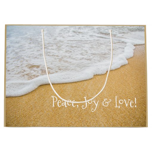Beach Sand Peace Joy Love Christmas Large Gift Bag | Zazzle