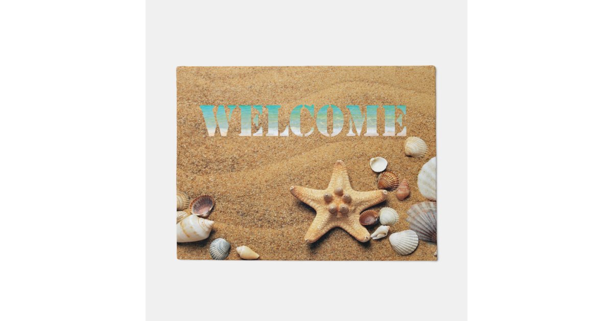 Beach,Sand, Seastar, Seashell ,Welcome Doormat | Zazzle