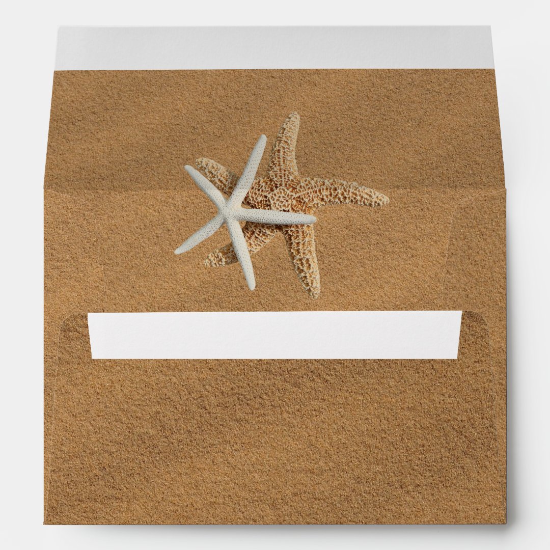 Beach Sand Starfish Couple Custom Envelope | Zazzle