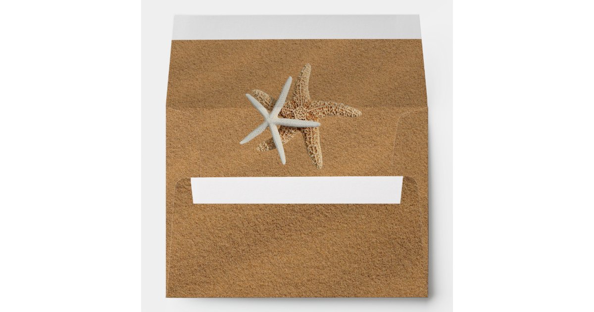 Beach Sand Starfish Couple Custom Envelope | Zazzle