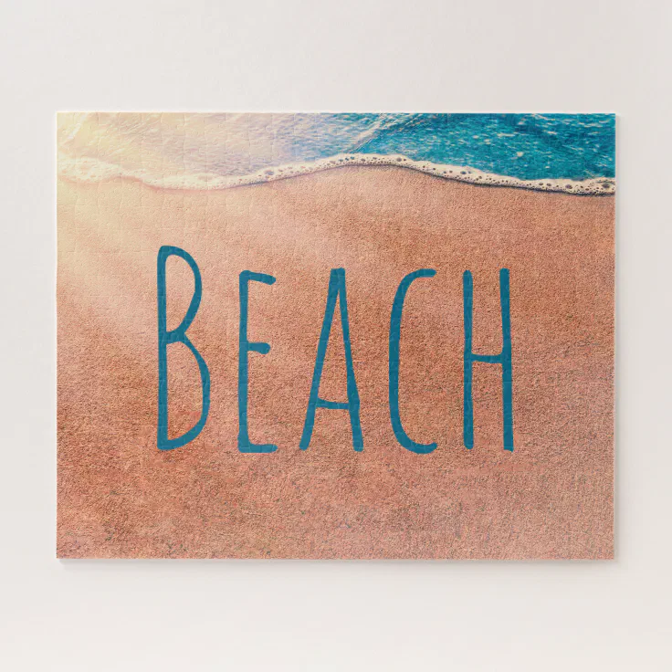 Beach Sandy Shoreline Blue Coastal Ocean Wave Jigsaw Puzzle | Zazzle