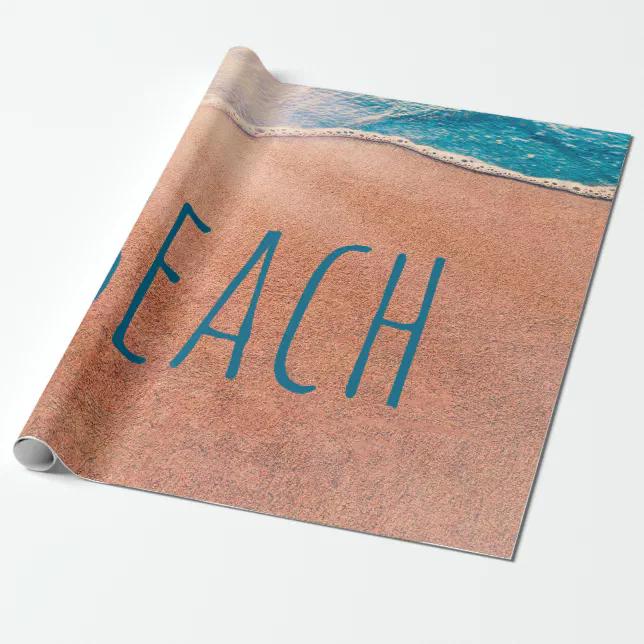 Beach Sandy Shoreline Blue Ocean Wave Coastal Wrapping Paper | Zazzle