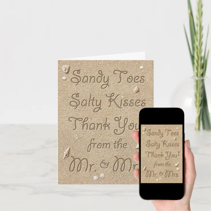 Beach Sandy Toes Salty Kisses Photo Thank You Card | Zazzle