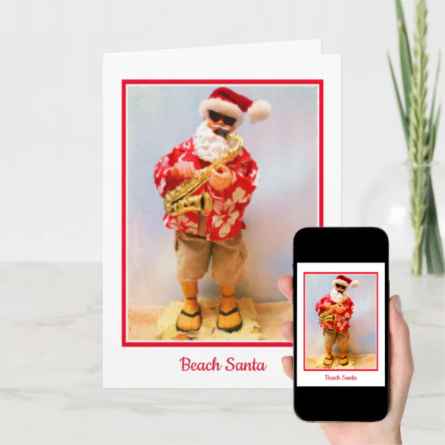 Beach Santa Christmas Card | Zazzle