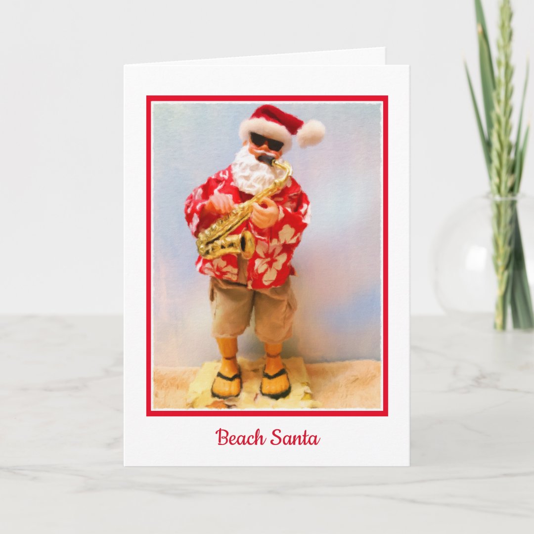 Beach Santa Christmas Card | Zazzle