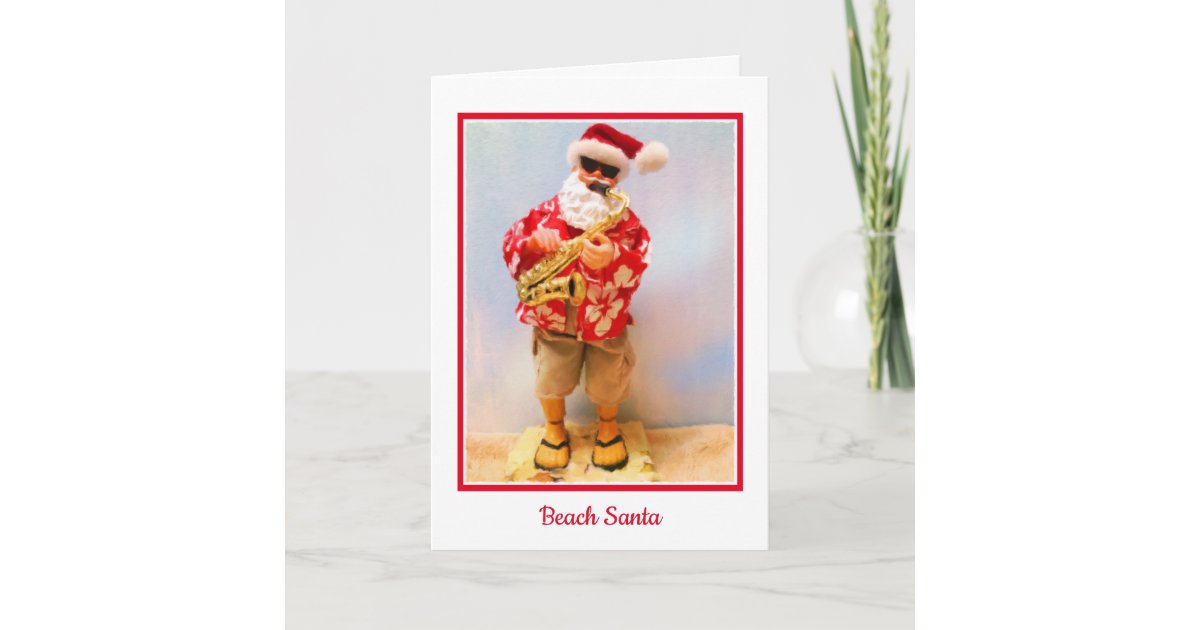 Beach Santa Christmas Card | Zazzle
