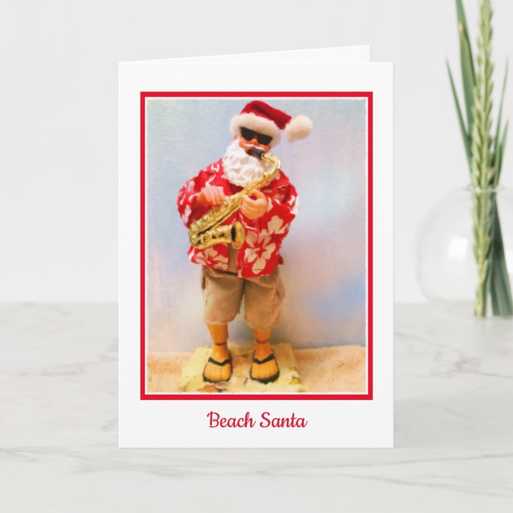 Beach Santa Christmas Card | Zazzle