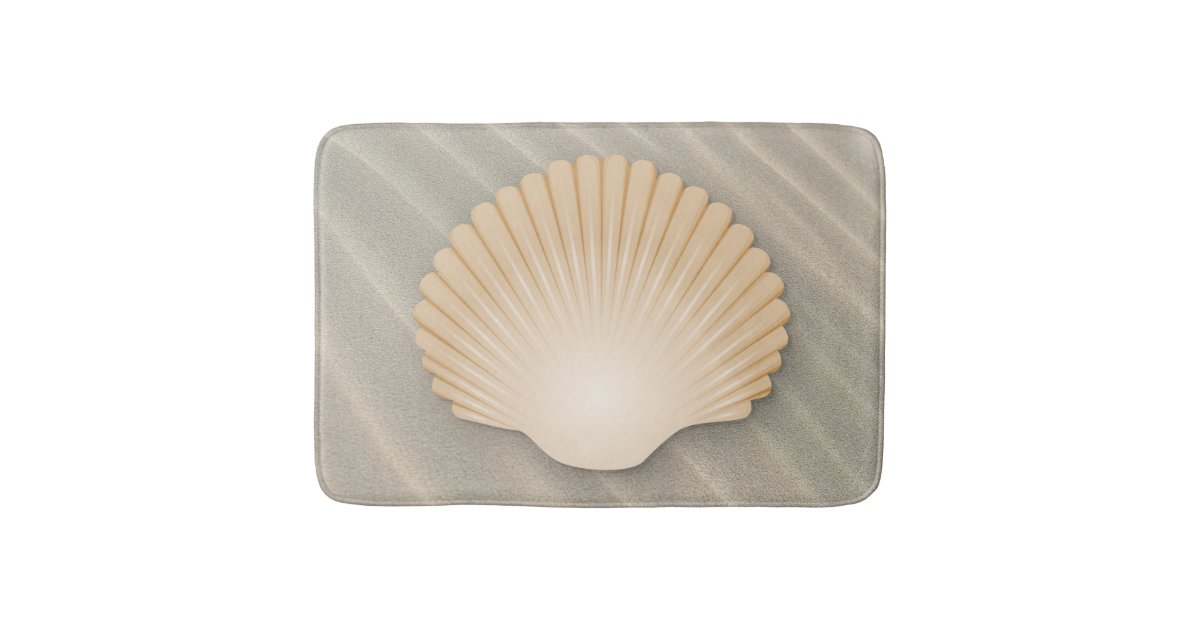 Beach Scalloped Seashell & Sandy Dunes Bathroom Mat | Zazzle