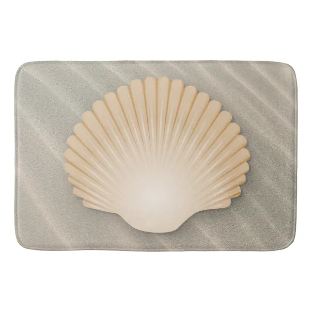 Beach Scalloped Seashell & Sandy Dunes Bathroom Mat | Zazzle