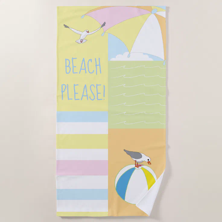 Beach Scene Animated Beach Towel | Zazzle