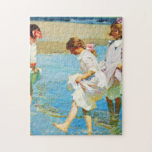 Beach scene art by Edward Henry Potthast Jigsaw Puzzle | Zazzle