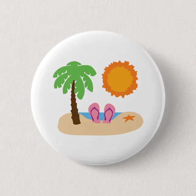 Beach Scene Button | Zazzle