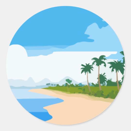 Beach scene classic round sticker | Zazzle.com