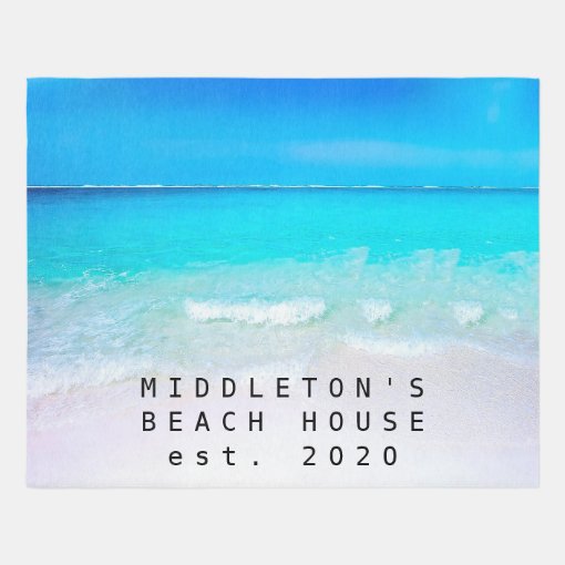 Beach Scene Family Name Blue Ocean Rug | Zazzle