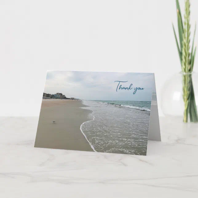 Beach Scene Folded Custom Thank You Card | Zazzle