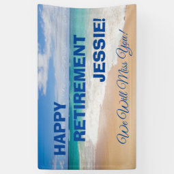 Beach Scene Happy Retirement Banner | Zazzle
