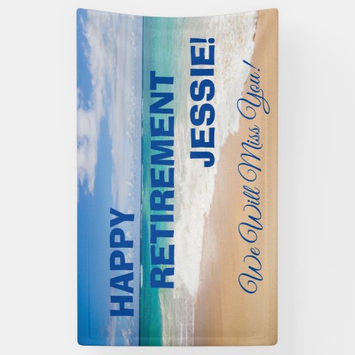 Beach Scene Happy Retirement Banner | Zazzle