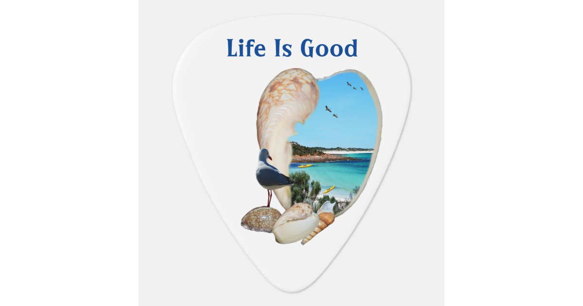 Beach Scene In A Beach Shell Wall, Guitar Pick | Zazzle