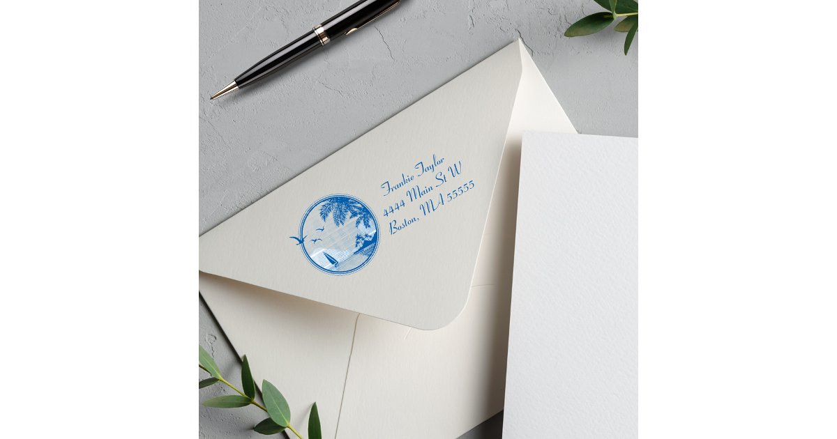 Beach Scene Personalized Self-inking Stamp | Zazzle