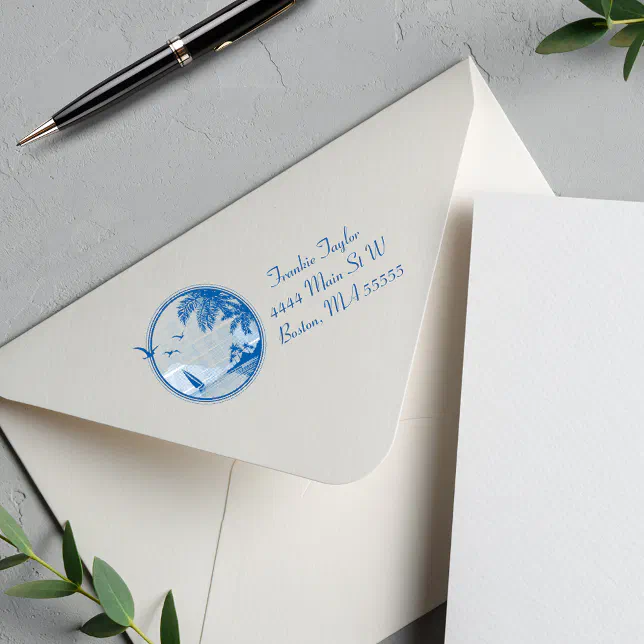 Beach Scene Personalized Self-inking Stamp | Zazzle