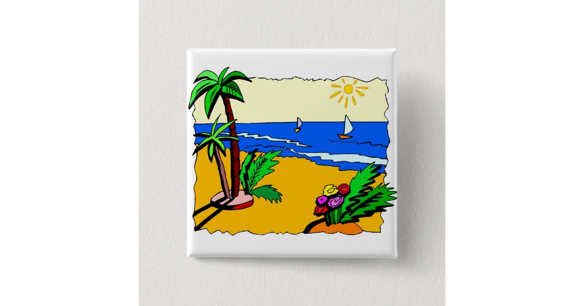 Beach Scene Pinback Button | Zazzle