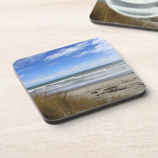 Beach Scene Plastic coasters with cork back | Zazzle