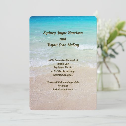 Beach Scene Wedding Invitation Template | Zazzle