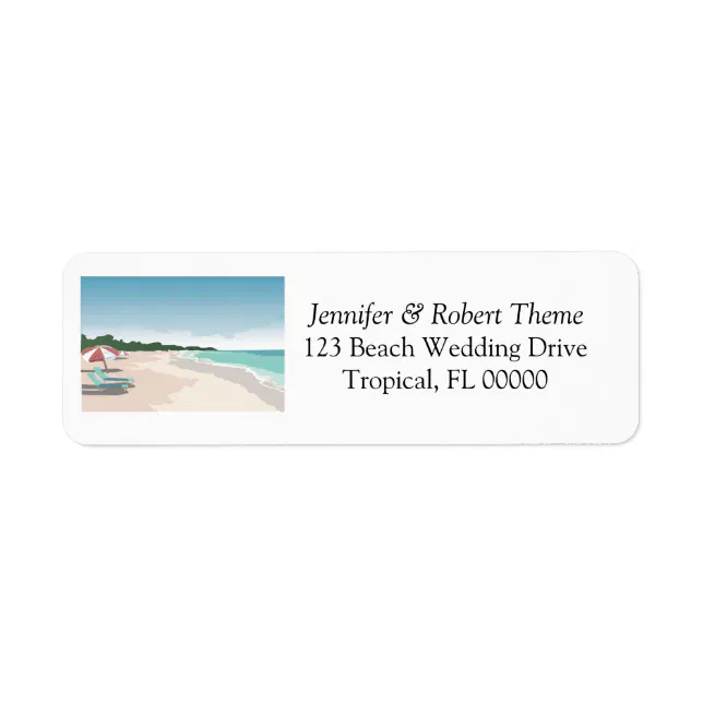Beach Scene Wedding Invitations Address Labels | Zazzle
