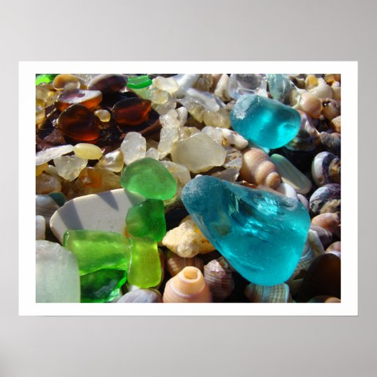 Beach Sea Glass art prints Coastal Rock Garden | Zazzle.com