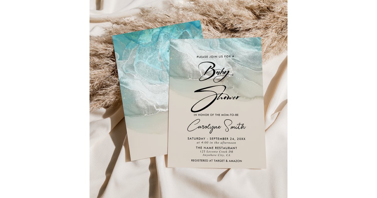 Beach Sea Ocean Baby Shower Invitation | Zazzle