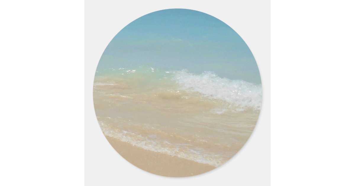Beach Sea Waves Blank Seaside Template Elegant Classic Round Sticker ...