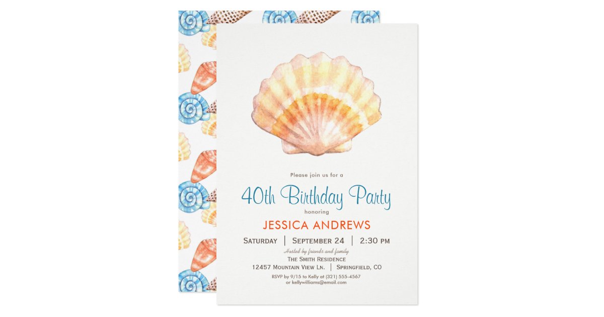 Beach Seashell Birthday Party Invitation | Zazzle.com