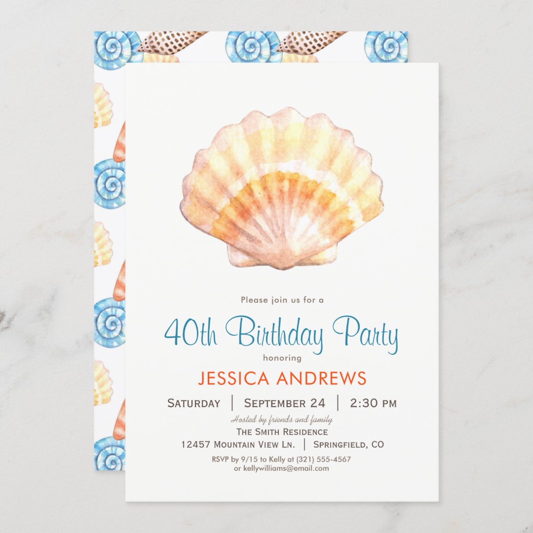 Beach Seashell Birthday Party Invitation | Zazzle