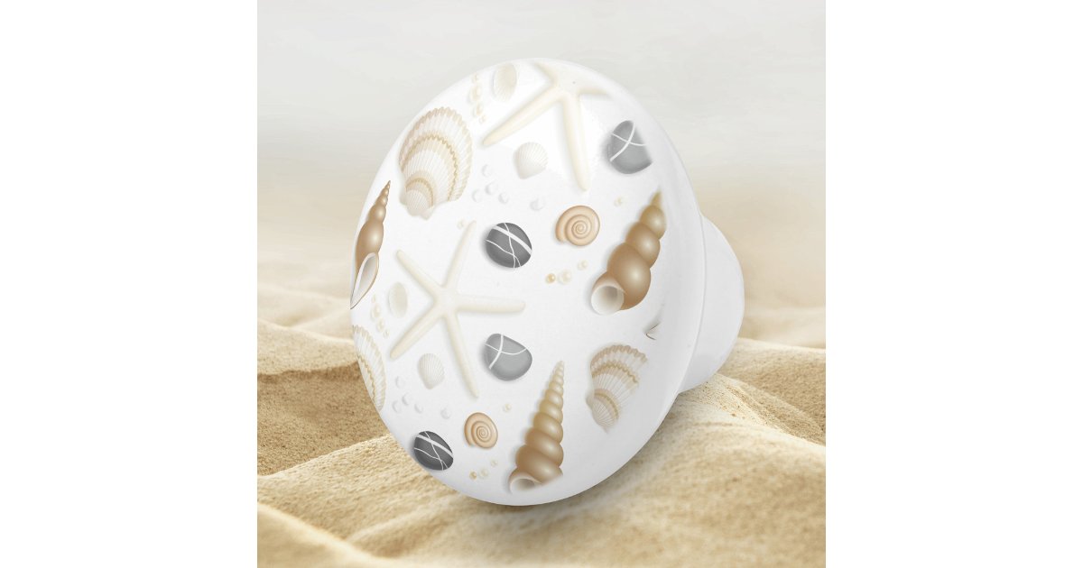Beach Seashell Pattern Design Ceramic Knob | Zazzle