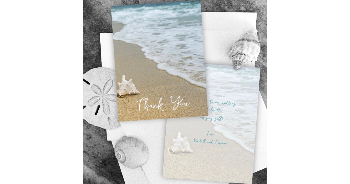 Beach Seashell Thank You Message Card | Zazzle