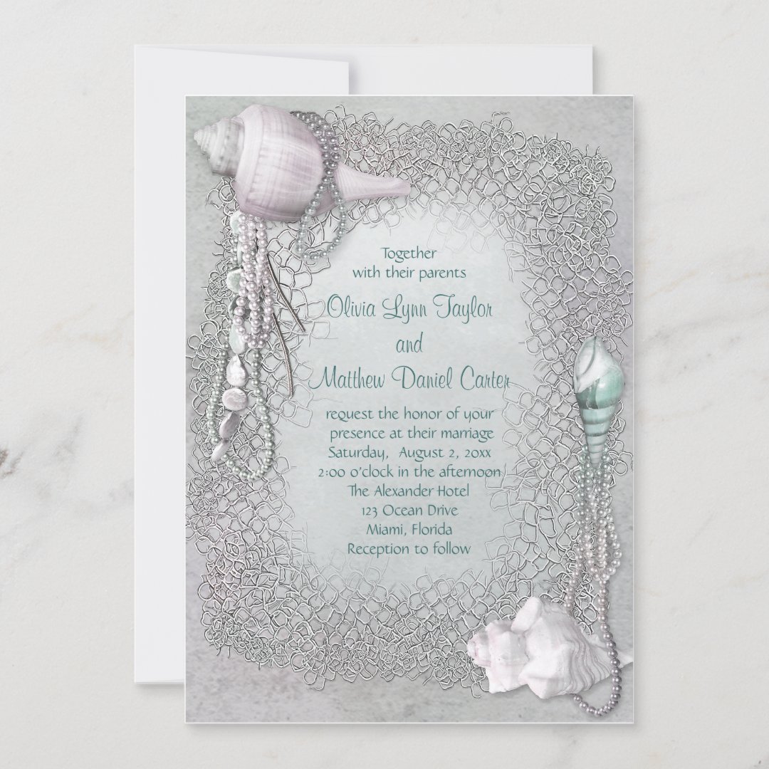 Beach Seashells Beach Wedding Invitation | Zazzle