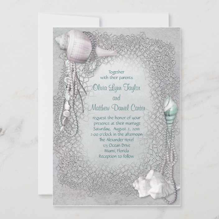Beach Seashells Beach Wedding Invitation | Zazzle.com