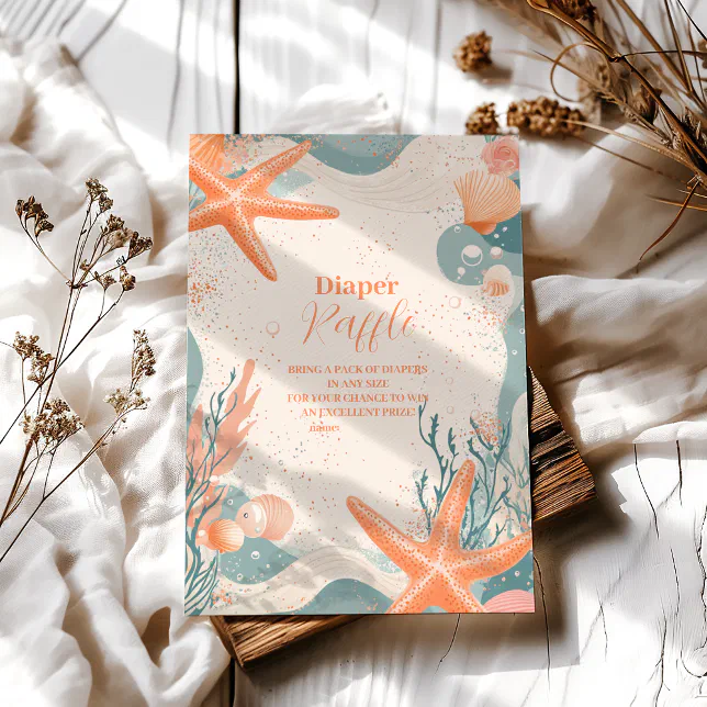 Beach Seashells Elegant Diapper Raffle Enclosure Card | Zazzle