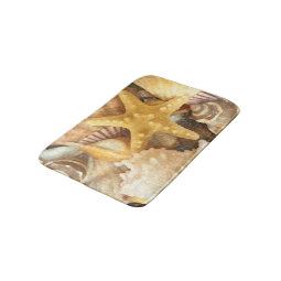 Beach Seashells Theme Bath Mat | Zazzle