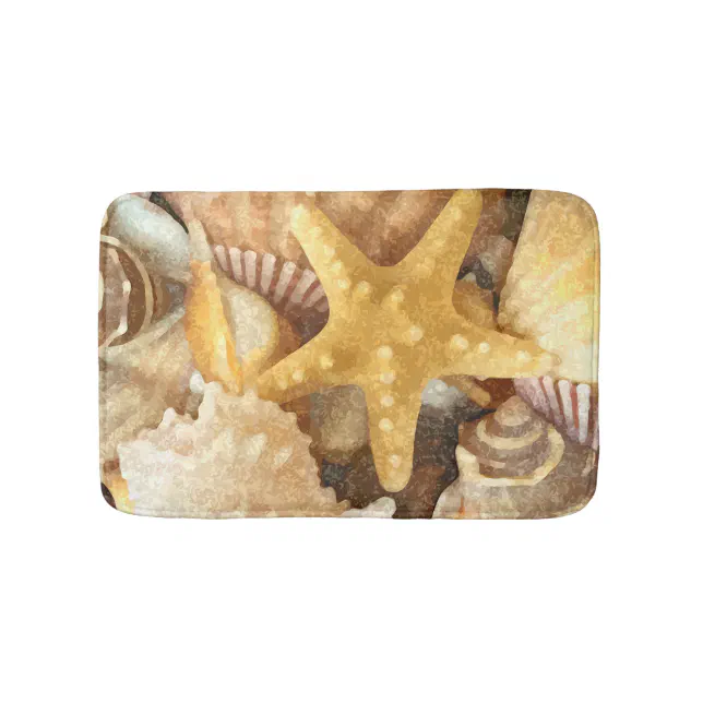 Beach Seashells Theme Bath Mat | Zazzle