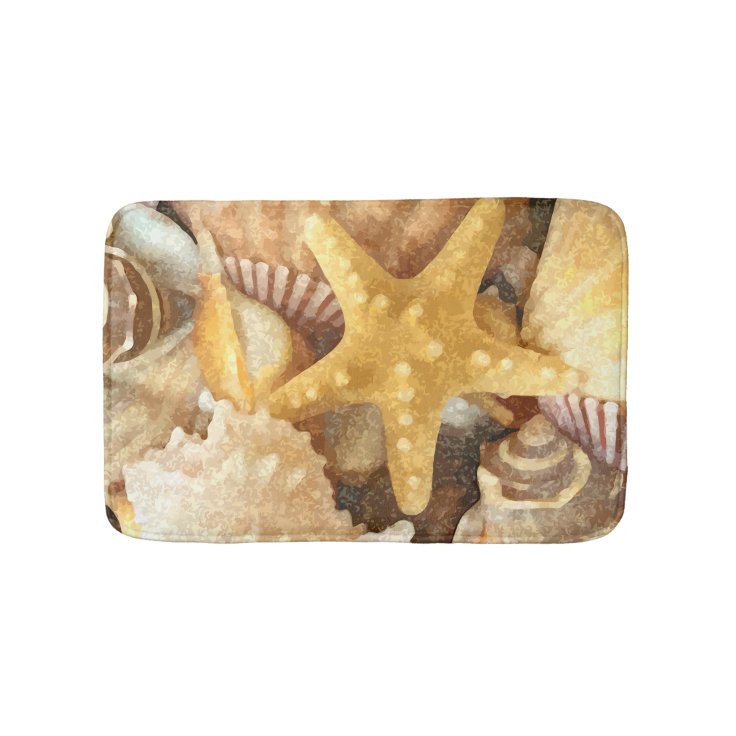 Beach Seashells Theme Bath Mat | Zazzle