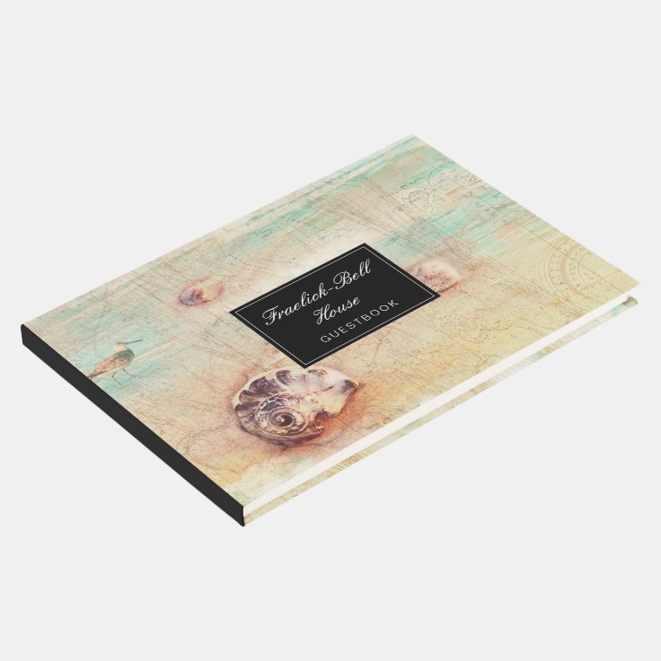 Beach Shell Collage Hospitality Guest Book | Zazzle