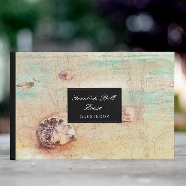 Beach Shell Collage Hospitality Guest Book | Zazzle