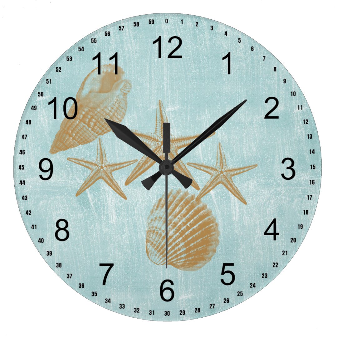 Beach Shells Large Clock | Zazzle
