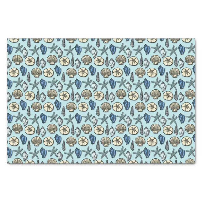 Beach Shells Starfish Nautical Ocean Sea Pattern Tissue Paper | Zazzle