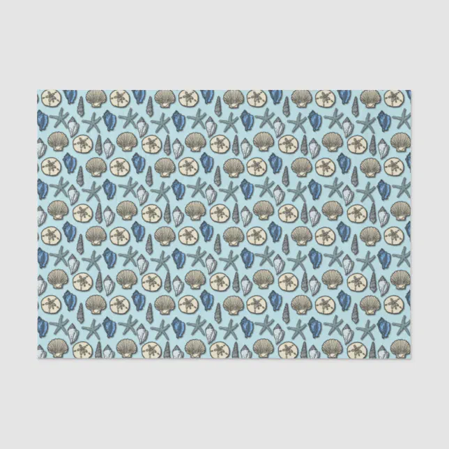 Beach Shells Starfish Nautical Ocean Sea Pattern Tissue Paper | Zazzle
