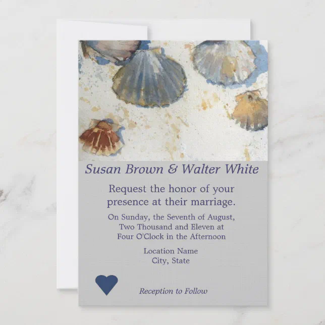Beach Shells Theme Wedding Invitation | Zazzle